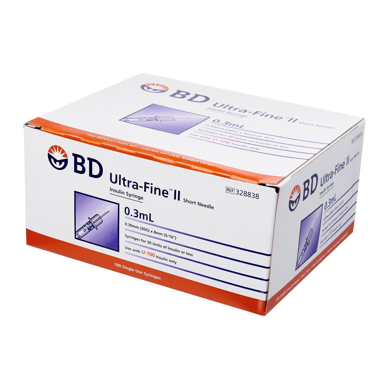 Bd Ultra-Fine Ii Short Needle Insulin Syringe 0.3ML 0.30Mm Ref 328838 ...