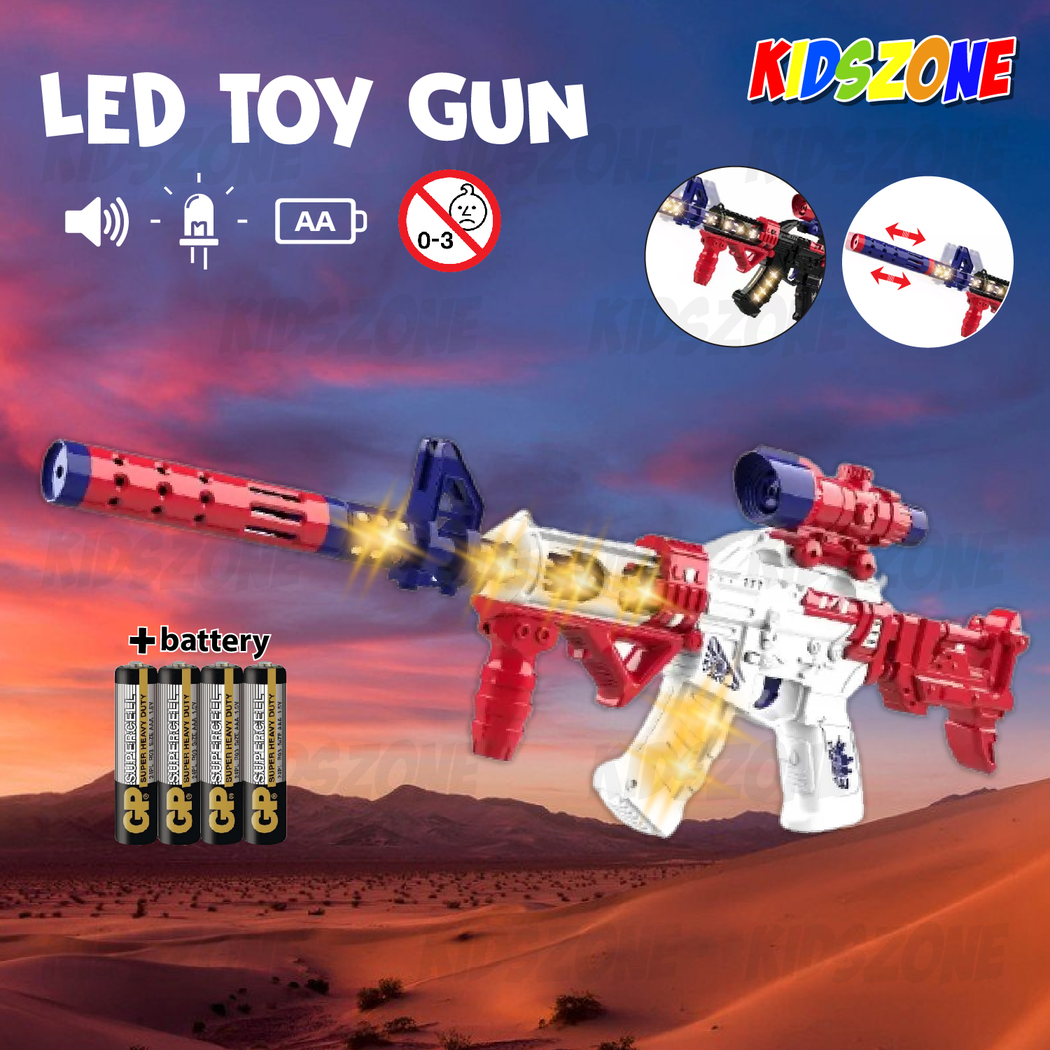 60CM Shooting Toy Gun Combat Rifle with LED Light & Sound Effects ...