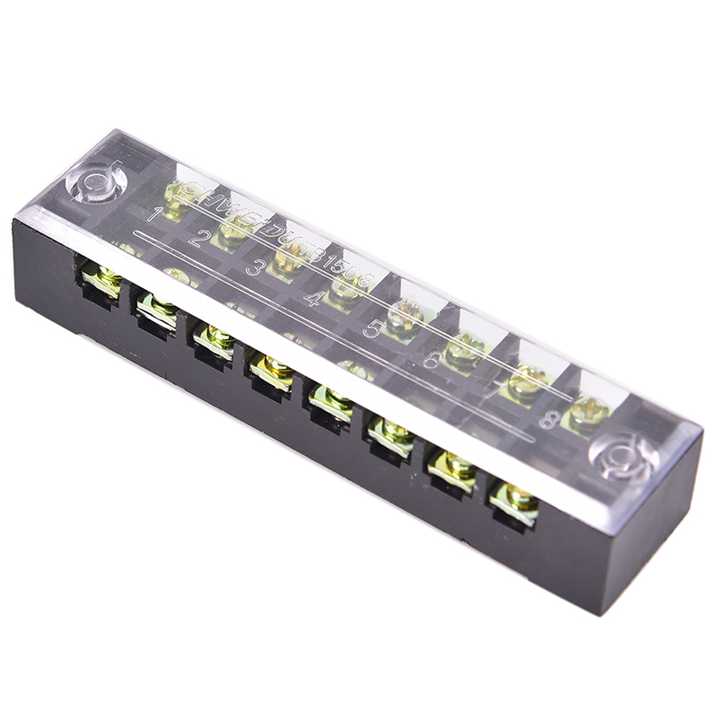 600V 15A 8 Positions Dual Rows Covered Barrier Screw Terminal Block ...