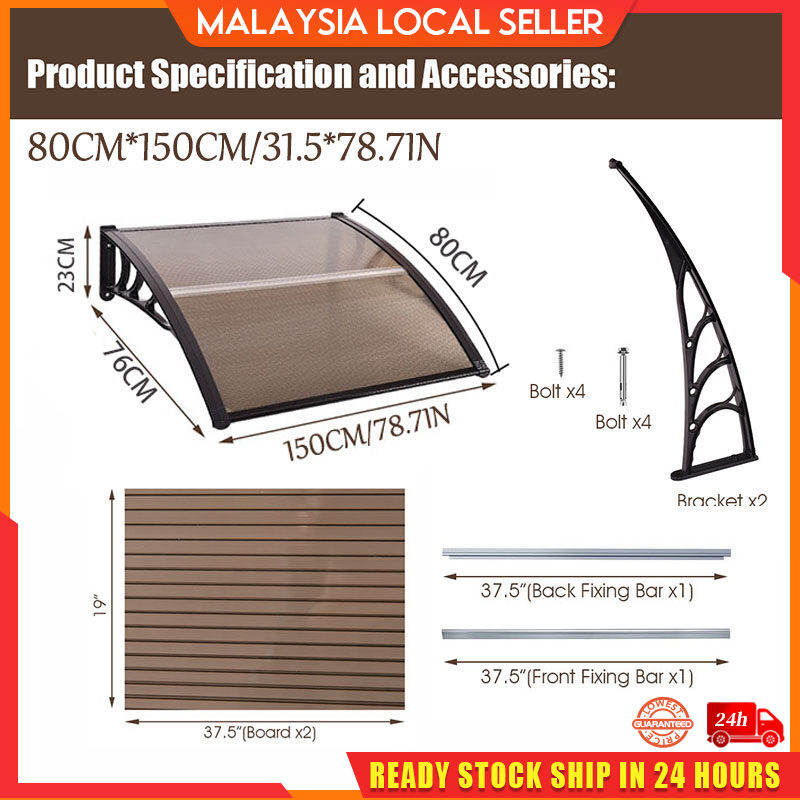 Canopy Outdoor Rain Shelter Balcony Window Door Sunshade Rain Board ...