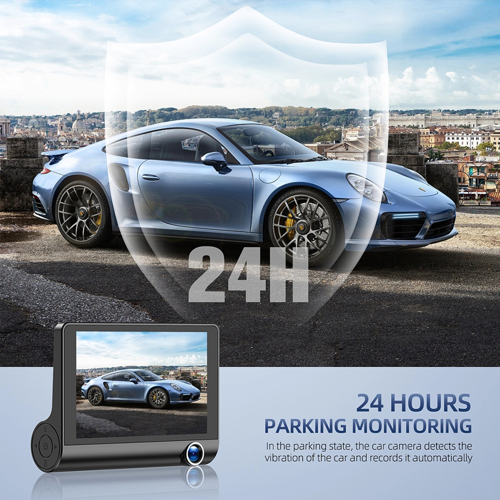 3 Cameras Car DVR 1080P 4.0 Inch Dash Cam for Cars Video Recorder Auto ...