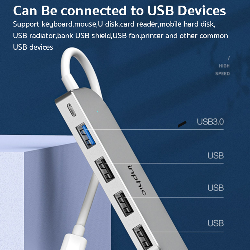 H6P High Speed HUB 3.0 (4.8GB/S ) HUB 5 in 1 USB /type C HUB เพิ่ม 5 ...