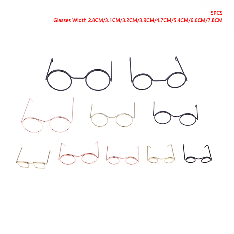 Toys 5PCS Miniature Eyeglasses Metal Round Frame Lensless Eyewear Toy ...