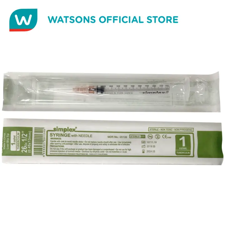 SIMPLEX DSN 1cc G-26X1/2" Syringe with Needle per piece | Lazada PH