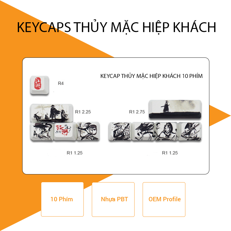 Bộ keycaps Thủy mặc Hiệp khách 10 phím | keycaps PBT | Keycaps OEM ...