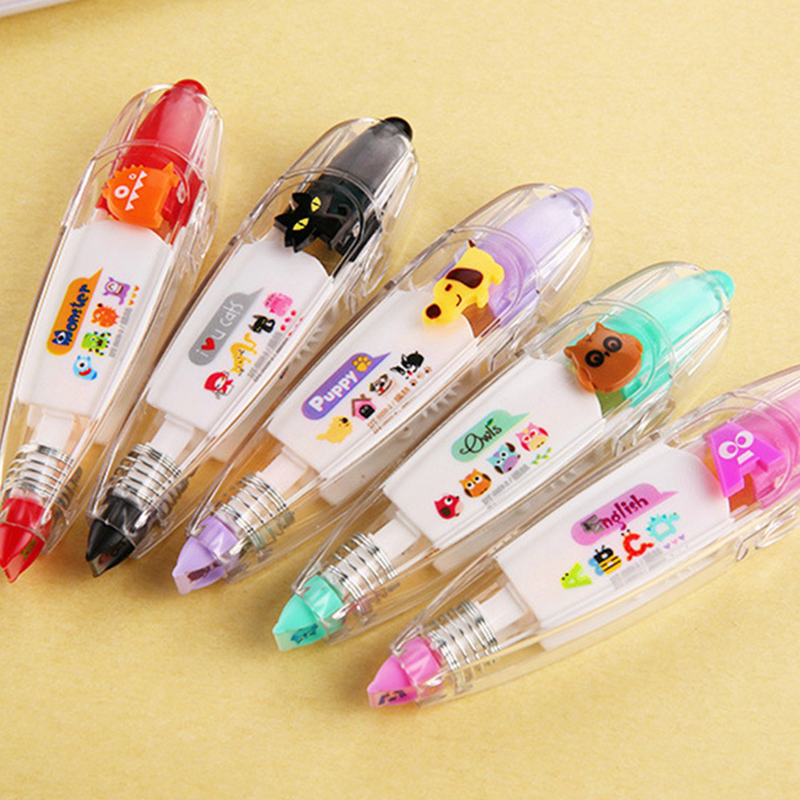 Kawaii Animals Push Type Decorative Correction Tape Corrector Diary DIY ...