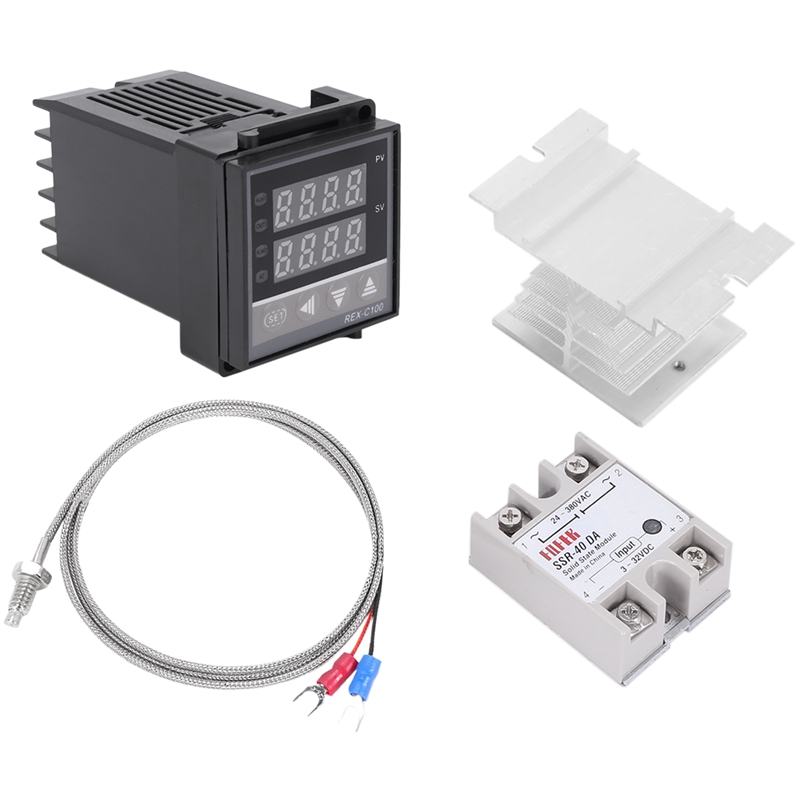 Digital 220V PID REX-C100 Temperature Controller + max.40A SSR + K ...