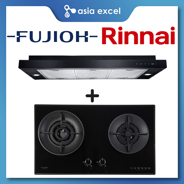 RINNAI RH-S329-PBR 90CM SLIMLINE HOOD + FUJIOH FH-GS7020 SVGL 2 BURNER GLASS GAS HOB | Lazada ...