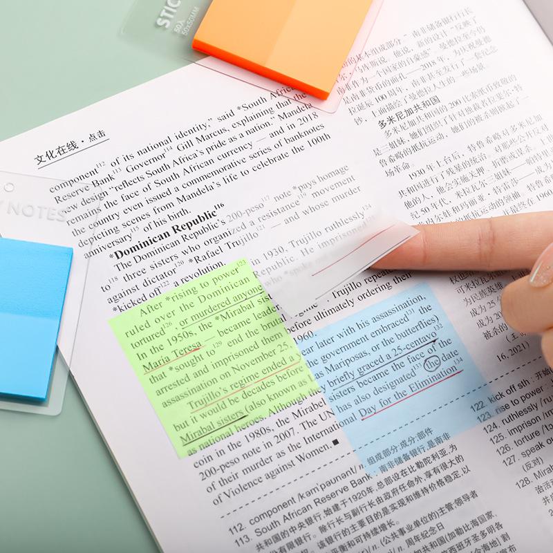 50Sheets Transparent Sticky Notes Waterproof Colorful Clear Memo Pad ...