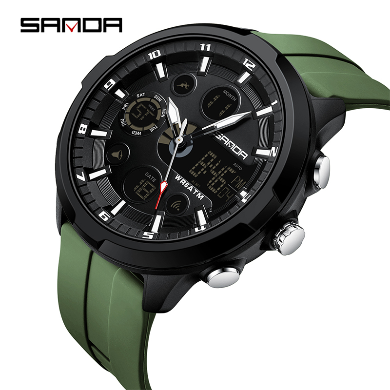 Sanda New Electronic Men Fashion and Leisure Watch Waterproof Night ...