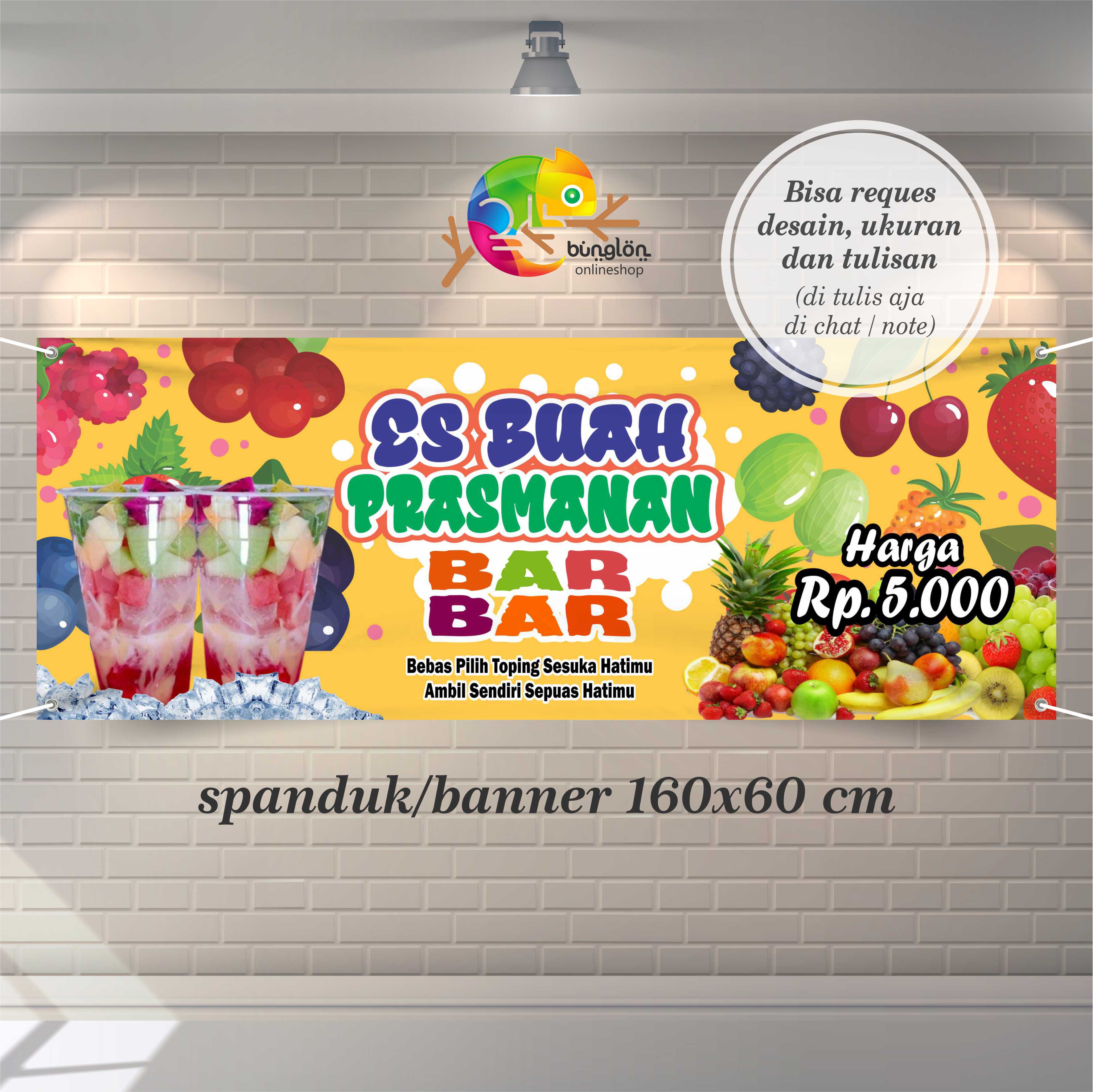 Size 160x60 Cm, Spanduk Banner Es Buah Prasmanan Bar.Bar Model B ...