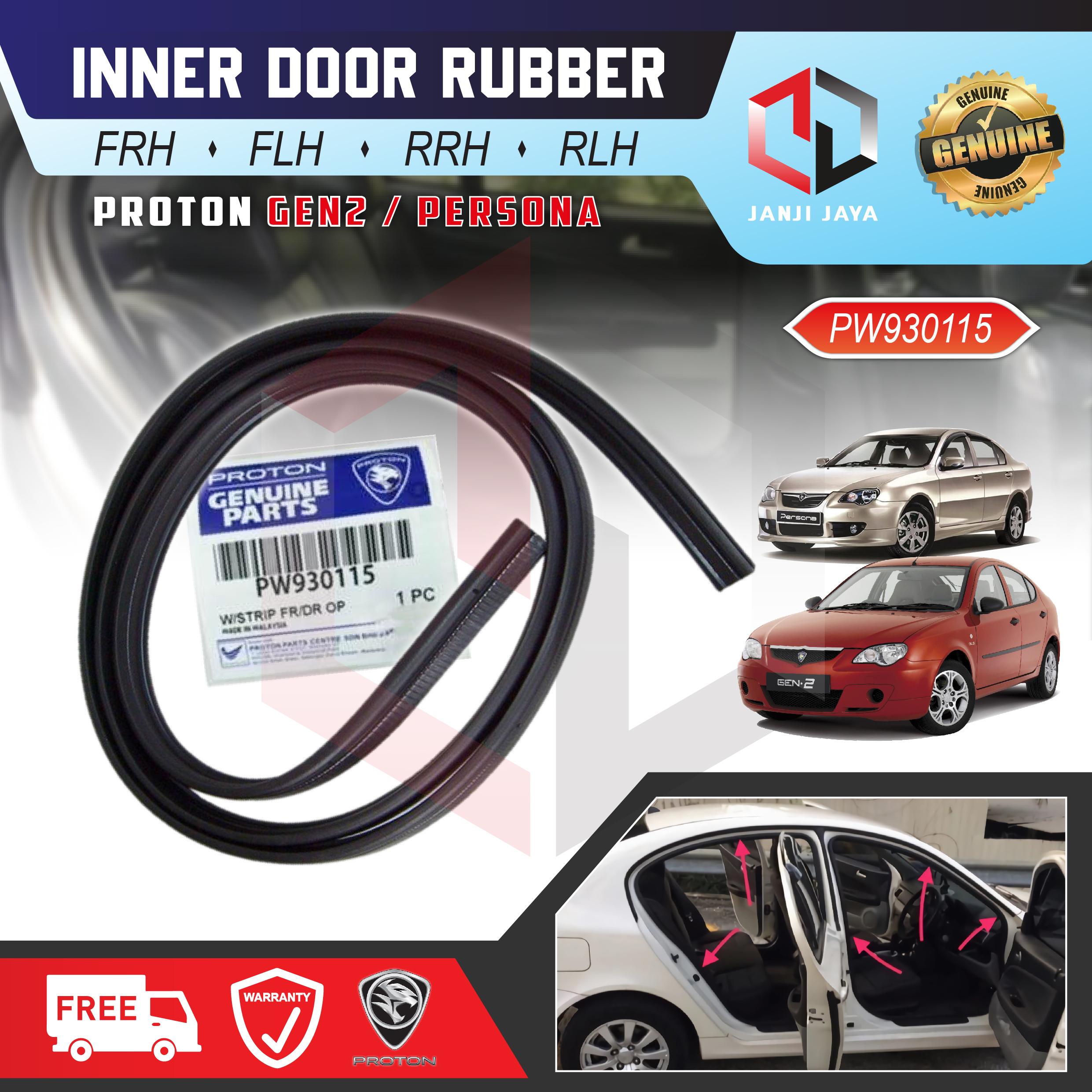 PROTON GEN2 PERSONA GEN 2 PINTU GETAH DOOR LINING BODY RUBBER PW930115 ...