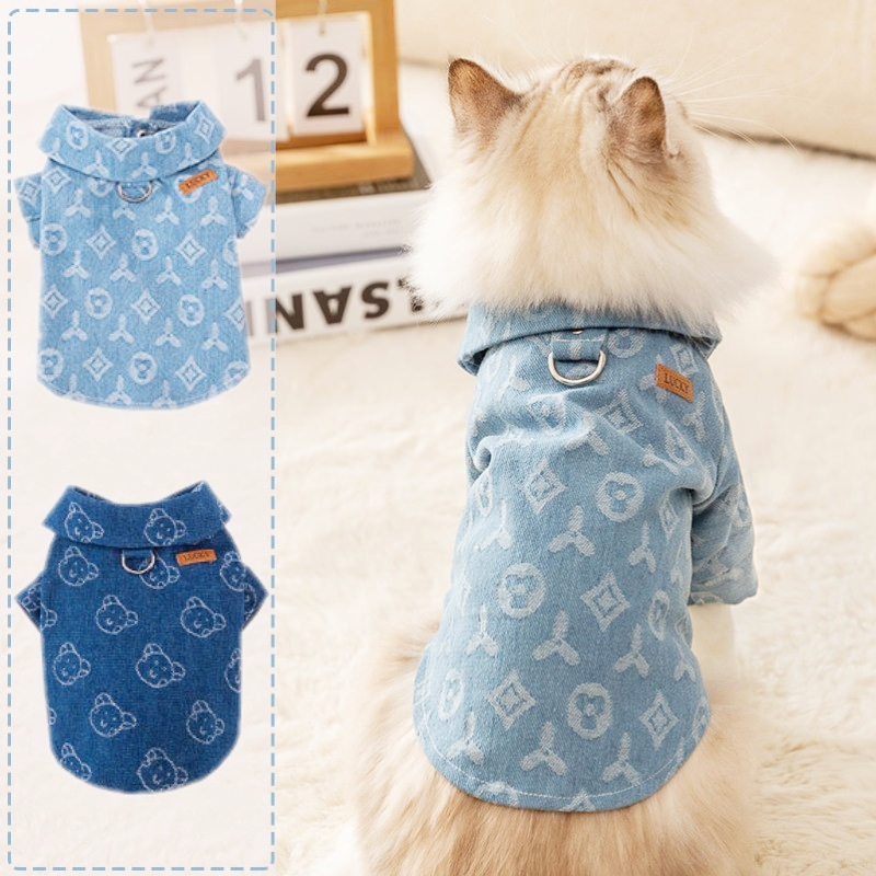 MANYOU 【LKFJ4OPFIR】Pet Dog Jeans Denim Dog Clothes Soft Warm Puppy ...