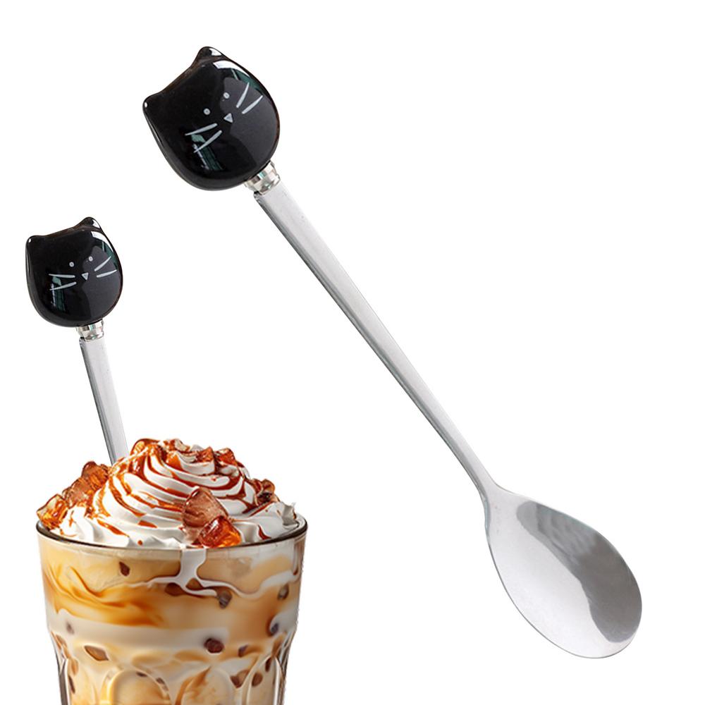 Stainless Steel Cat Spoon Cute Cat Spoon Coffee Cup Teaspoons Funny Tea ...