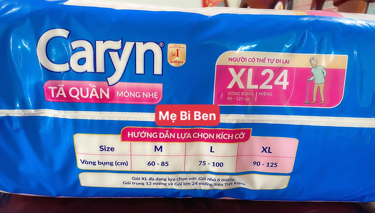 [Gói Lớn Đủ Size] Tã Bỉm Quần Người Lớn Caryn Mỏng Nhẹ Size M32/L28 ...