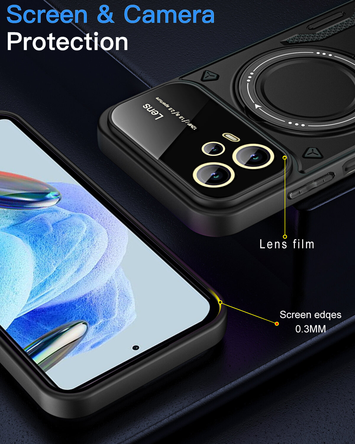 lthmy for Xiaomi Redmi Note 12 Pro 5G Casing dual layer magnetic ring ...