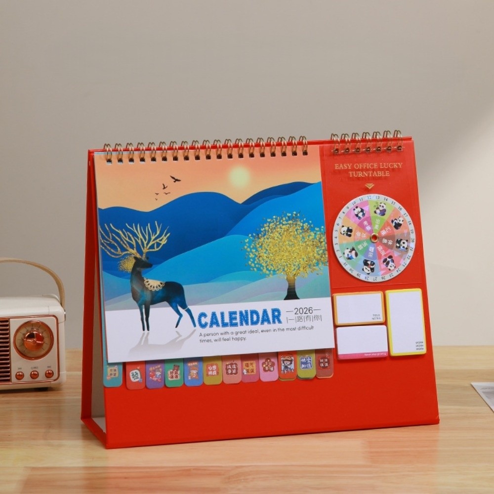 Portable Chinese New Year Style 2026 Desk Calendar Month Date Display ...
