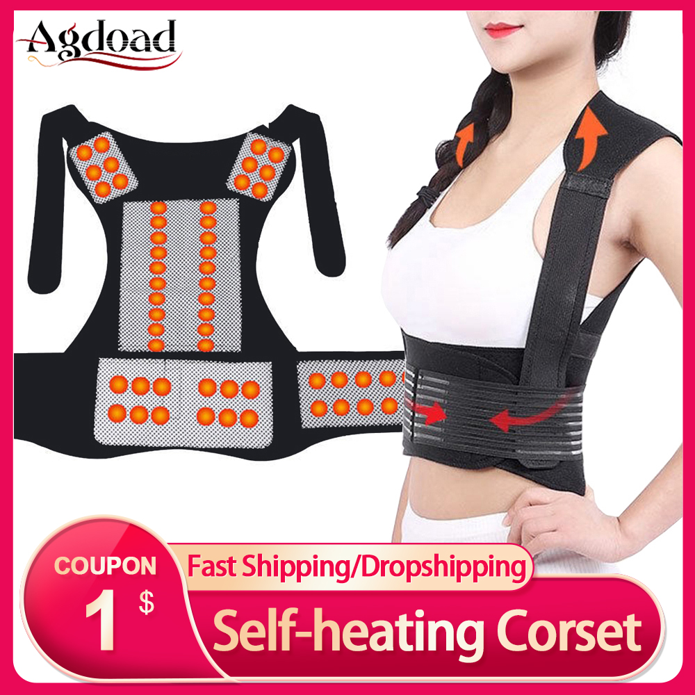Tourmaline Self-heating Back Brace Lumbar Correction Belt Magnetic ...