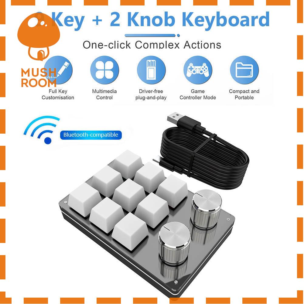 Macro Keyboard 9 Key 2 Knob Programmable Mechanical Keypad for PS ...