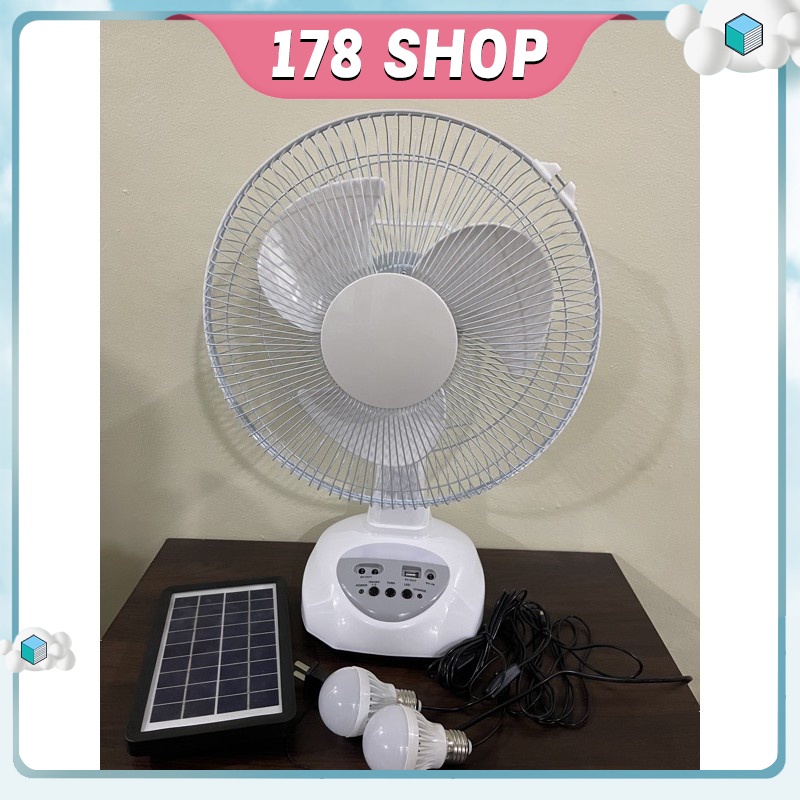 GDLITE Rechargeable Fan with Solar Panel GD-8016 with LED Light TWO LED ...
