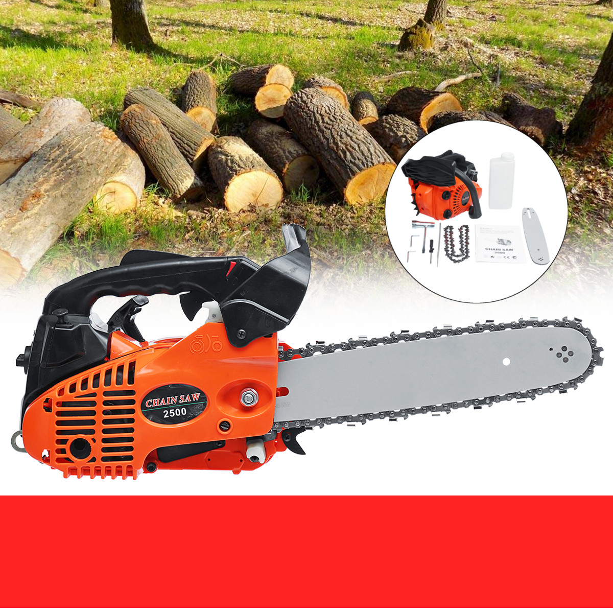 900W 10/12'' GASOLINE CHAINSAW MACHINE CUTTING WOOD Tools DIY 25CC ...
