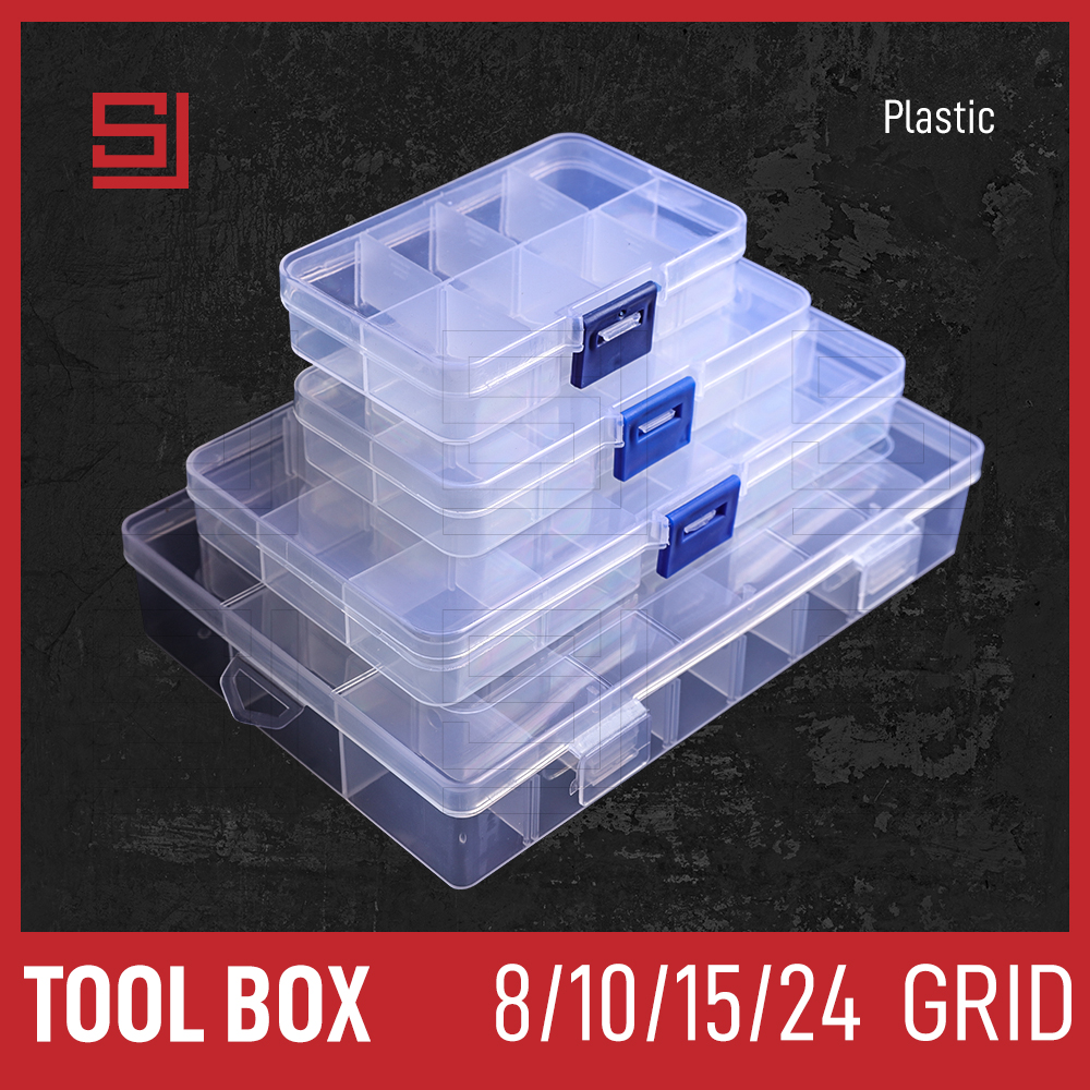 Sj Tools Multifunctional Storage Box 8/10/15/24 Grid Nuts Bolts Screws ...