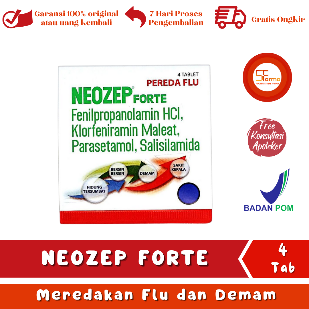 NEOZEP FORTE OBAT FLU PEREDA FLU ORIGINAL NEOSEP 4 TABLET DEMAM PUSING ...
