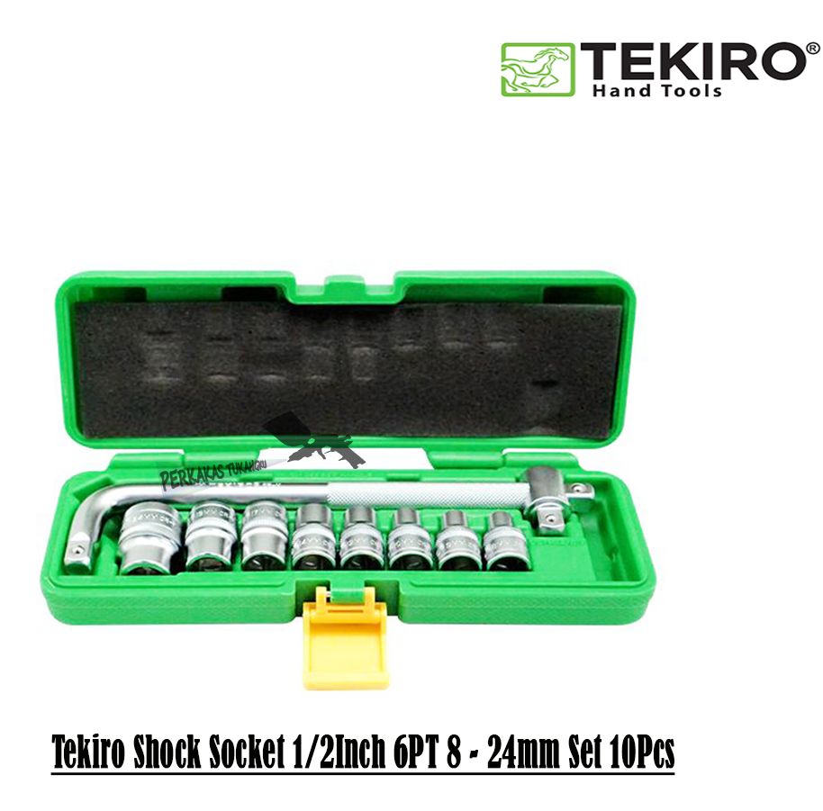 TEKIRO 1/2 INCH SOCKET SET 6 PT 8 - 24 MM (TB PLASTIK) 10 PCS / KUNCI ...