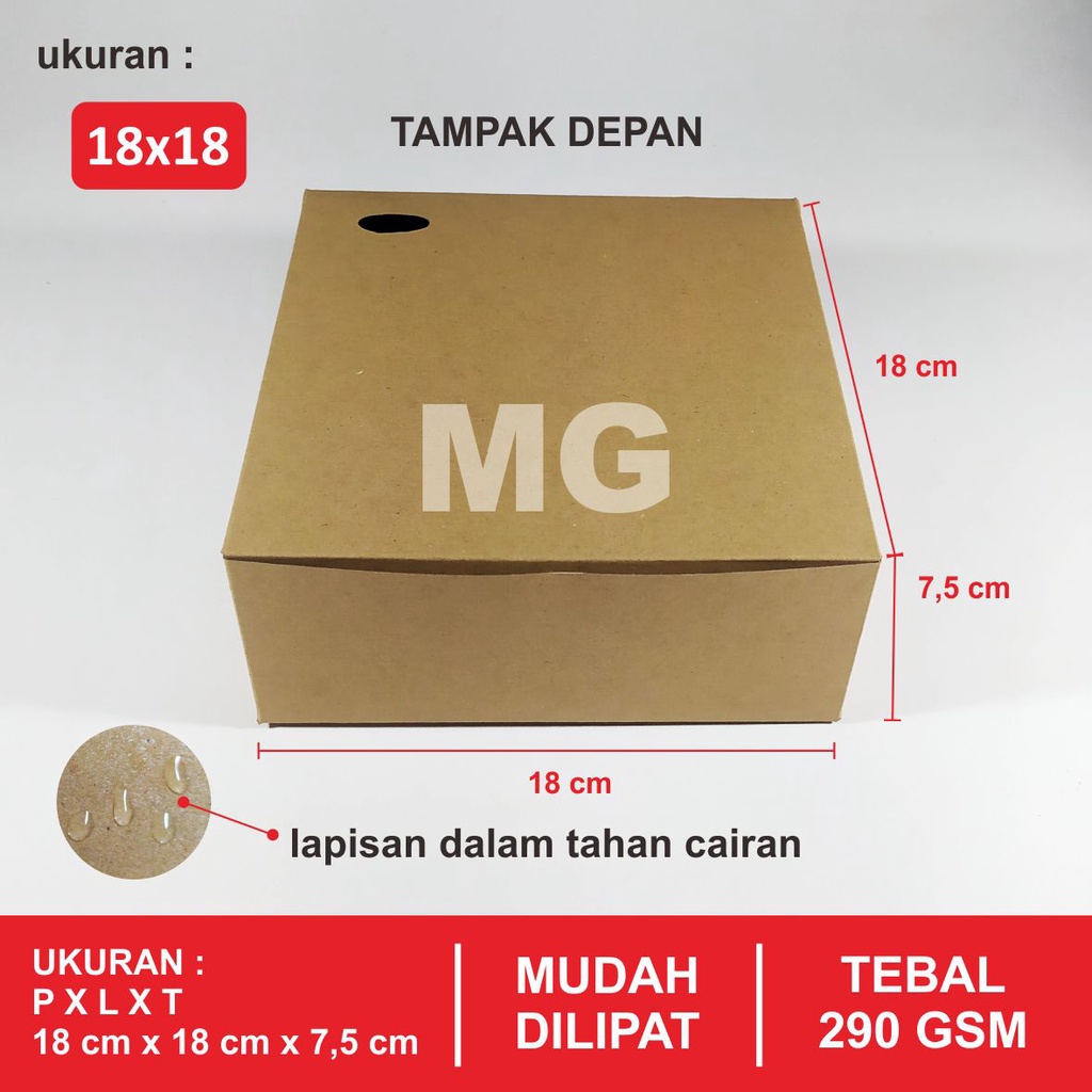 dus nasi bahan kraft ukuran 18x18 / dus nasi ukuran 18 / dus nasi ...