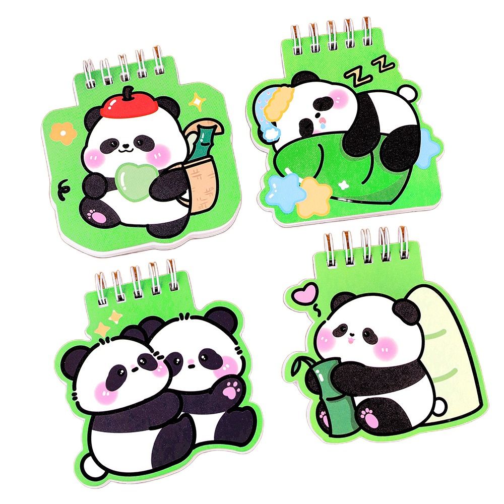 Cartoon Panda Pocket Notebook Loose-leaf Square Mini Notebook 50Sheets ...