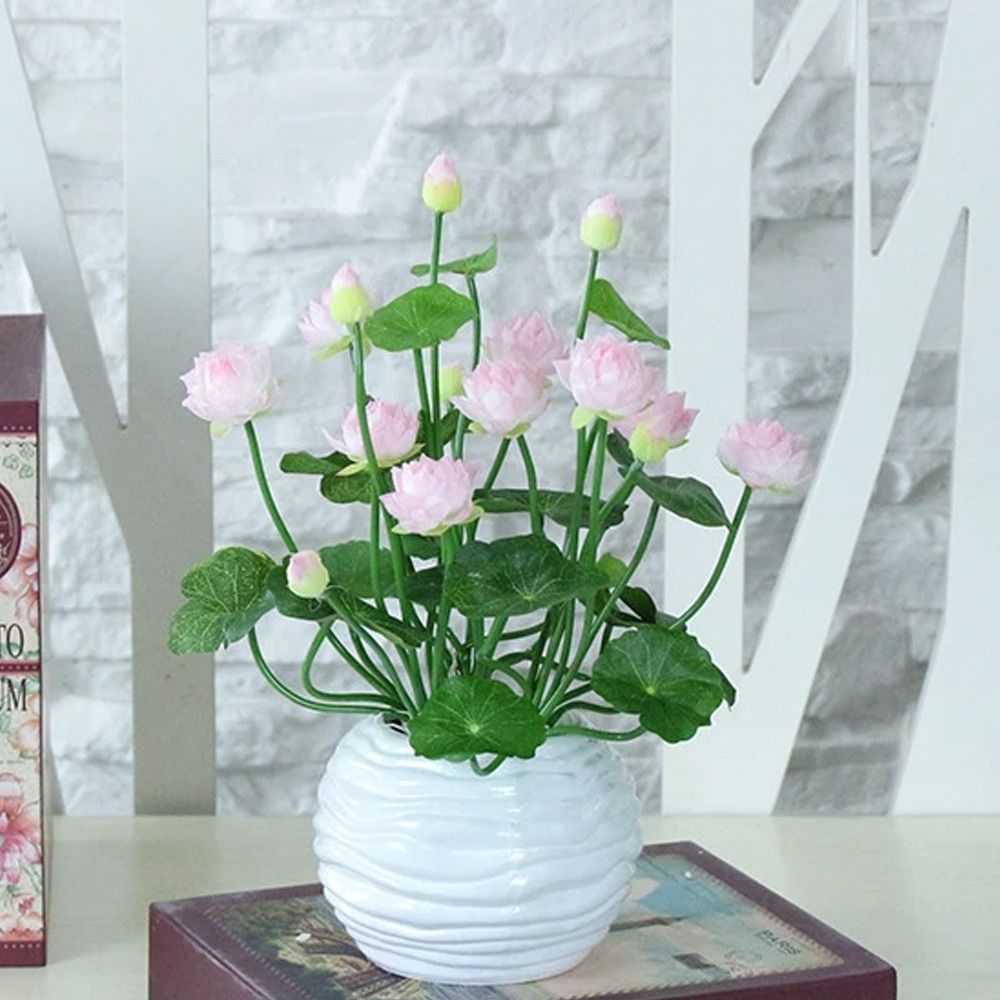 Flower Arrangements Lifelike Artificial Lotus Flower Plastic Handmade ...