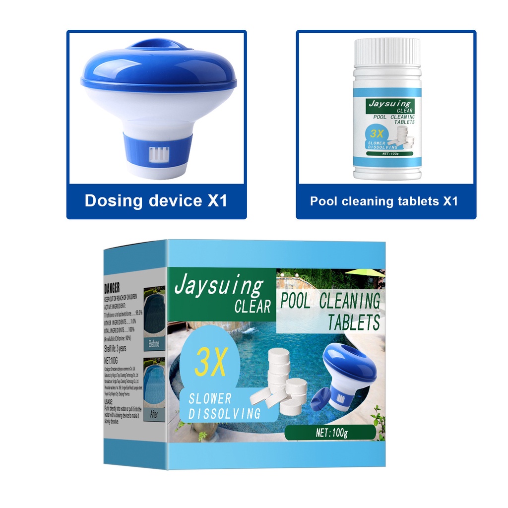 ONARAN Swimming Pool Floating Dispenser & 100g Chlorine Tablets ...