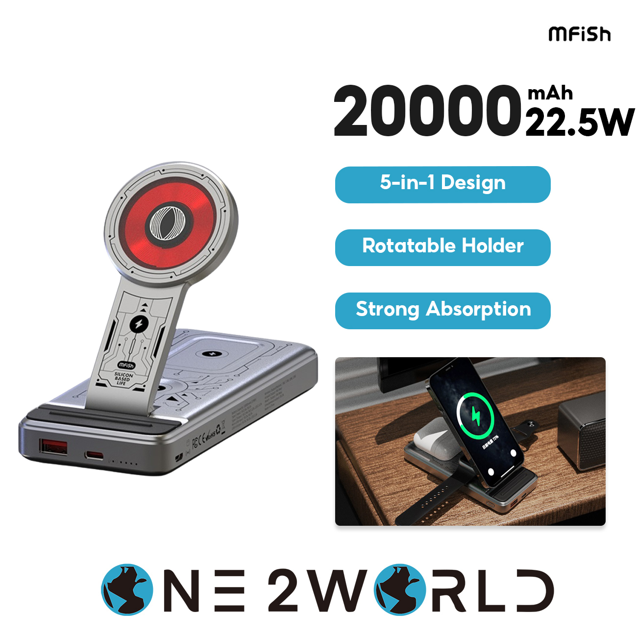 Mfish 22.5W MagSafe 5-in-1 PowerBank - Fast Charging, Magnetic Hold ...