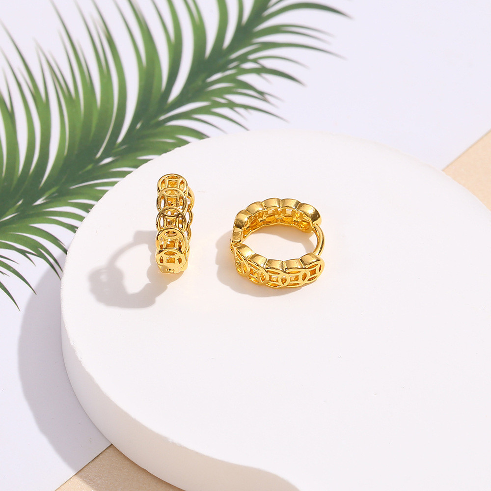 Enacolor Retro Gold Copper coins Money Earrings for Women Fashion Lucky ...