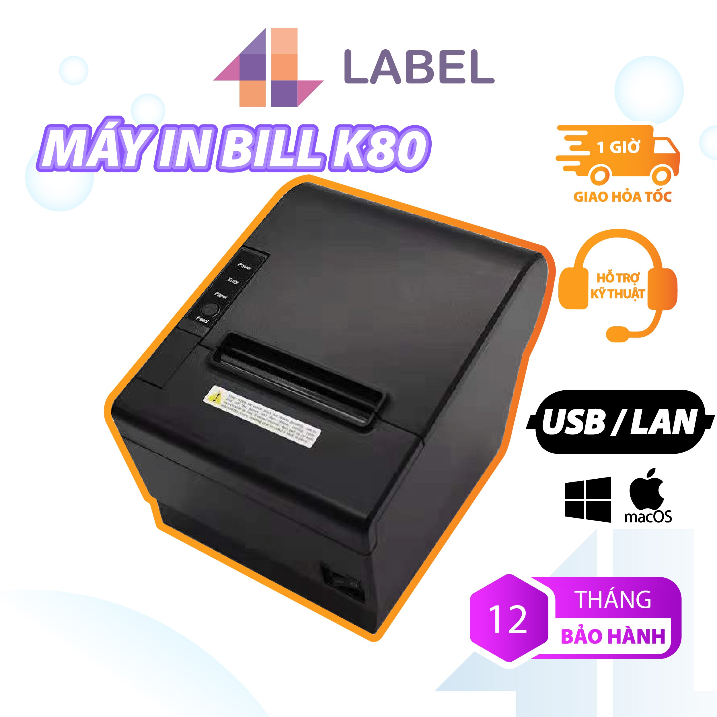 Máy in hóa đơn kết nối điện thoại, Máy in bill K80, in order bếp. app Sổ Bán Hàng, KiotViet In ...