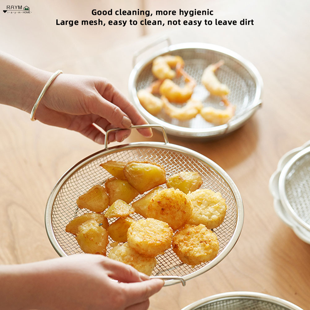 Round Metal Colander Oil Filter Fried Food Grid Strainer Multipurpose ...