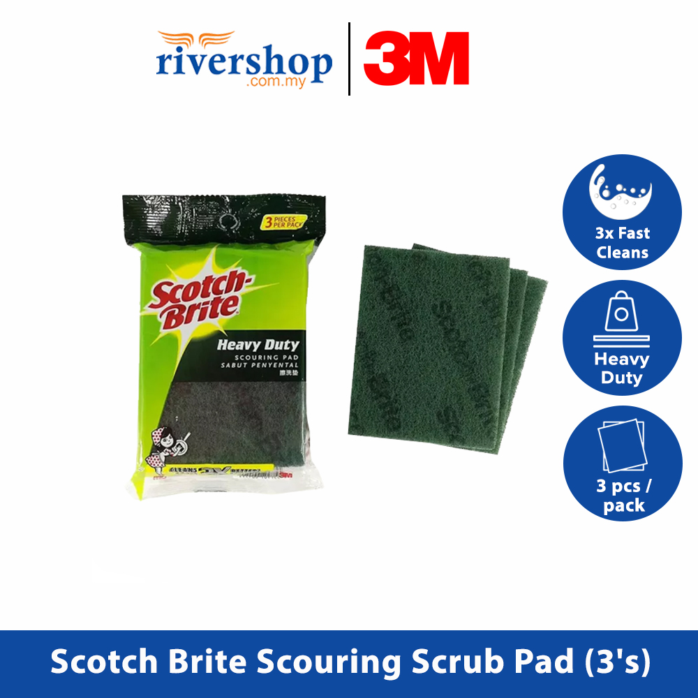 3M Scotch Brite 31-B Tough Clean Heavy Duty Scouring Pad Scrub Pad (3's ...