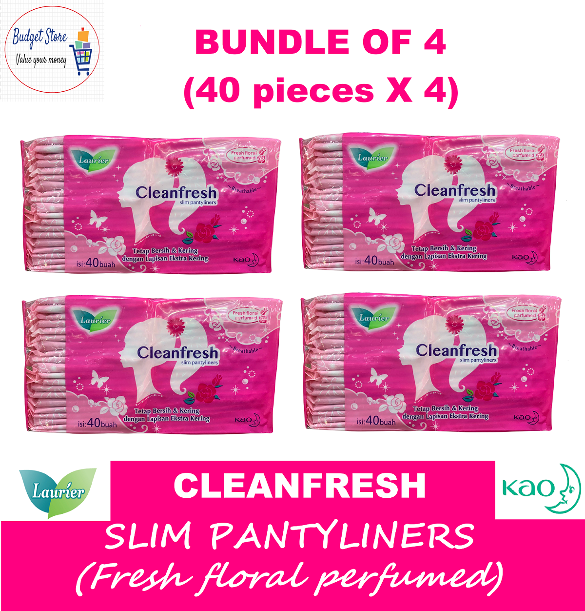 Laurier Cleanfresh Slim Pantyliners Fresh Floral Perfumed (40s x 4 ...