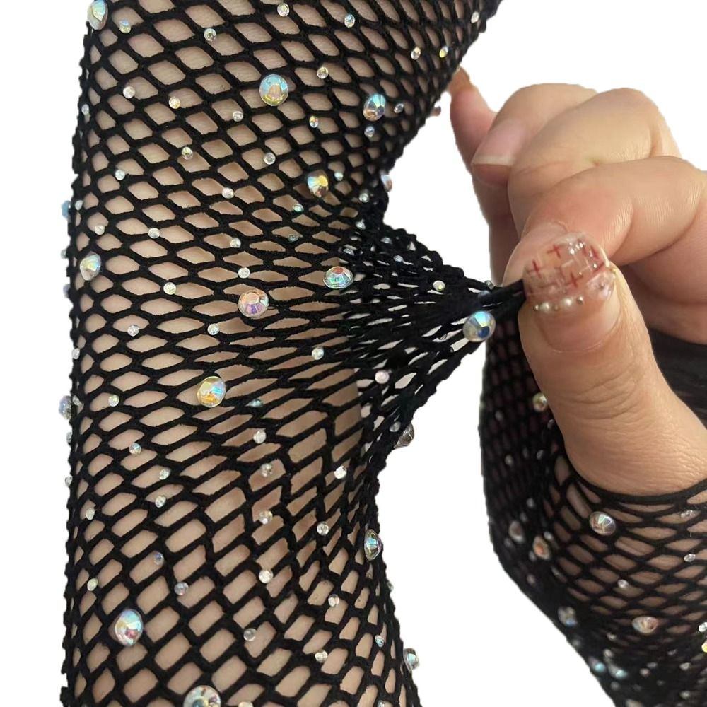 Vintage Prom Party Gloves Mesh Gloves Masquerade Long Gloves Rhineston ...