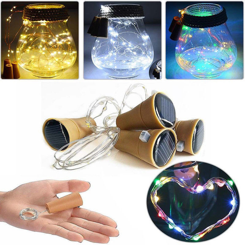 1M 10Lights Solar Bottle Stopper Copper Wire Lamp String Creative ...