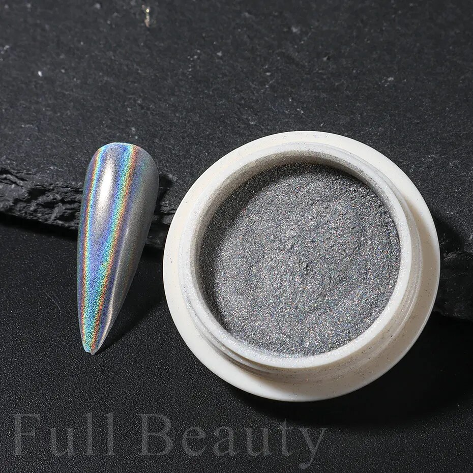 Holographic Laser Nail Glitter Chrome Magic Mirror Chrome Pigment Dust ...