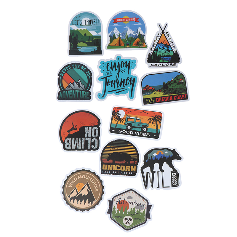 WED711 【Jettingbuy】 50Pcs Camping Landscape Sticker Outdoor Adventure ...