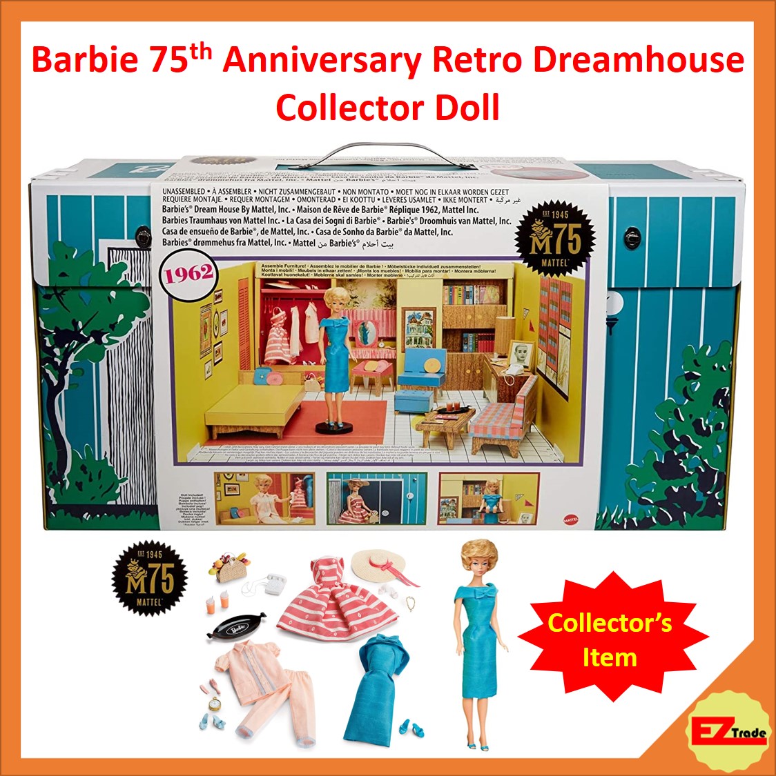 Mattel Barbie Signature Mattel 75th Anniversary Retro Dreamhouse ...