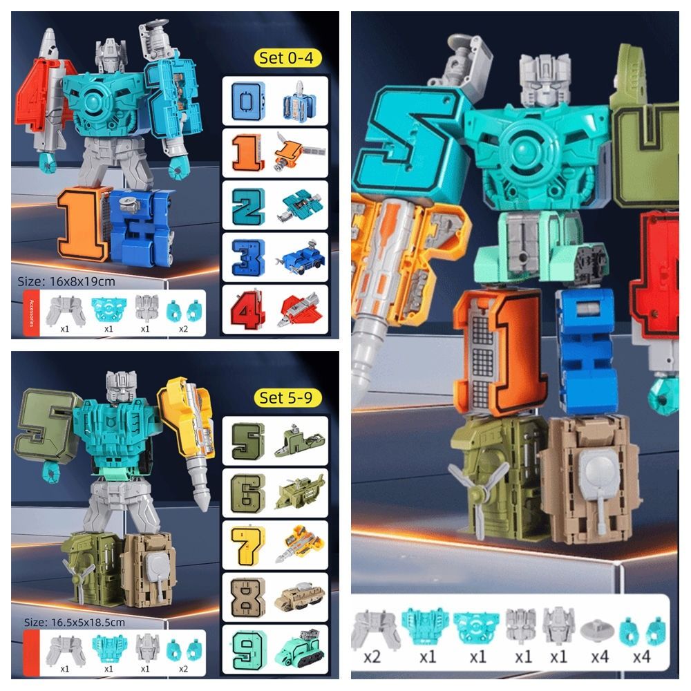 Number Robot Puzzle Car Model Robots Transformation Building Blocks ...