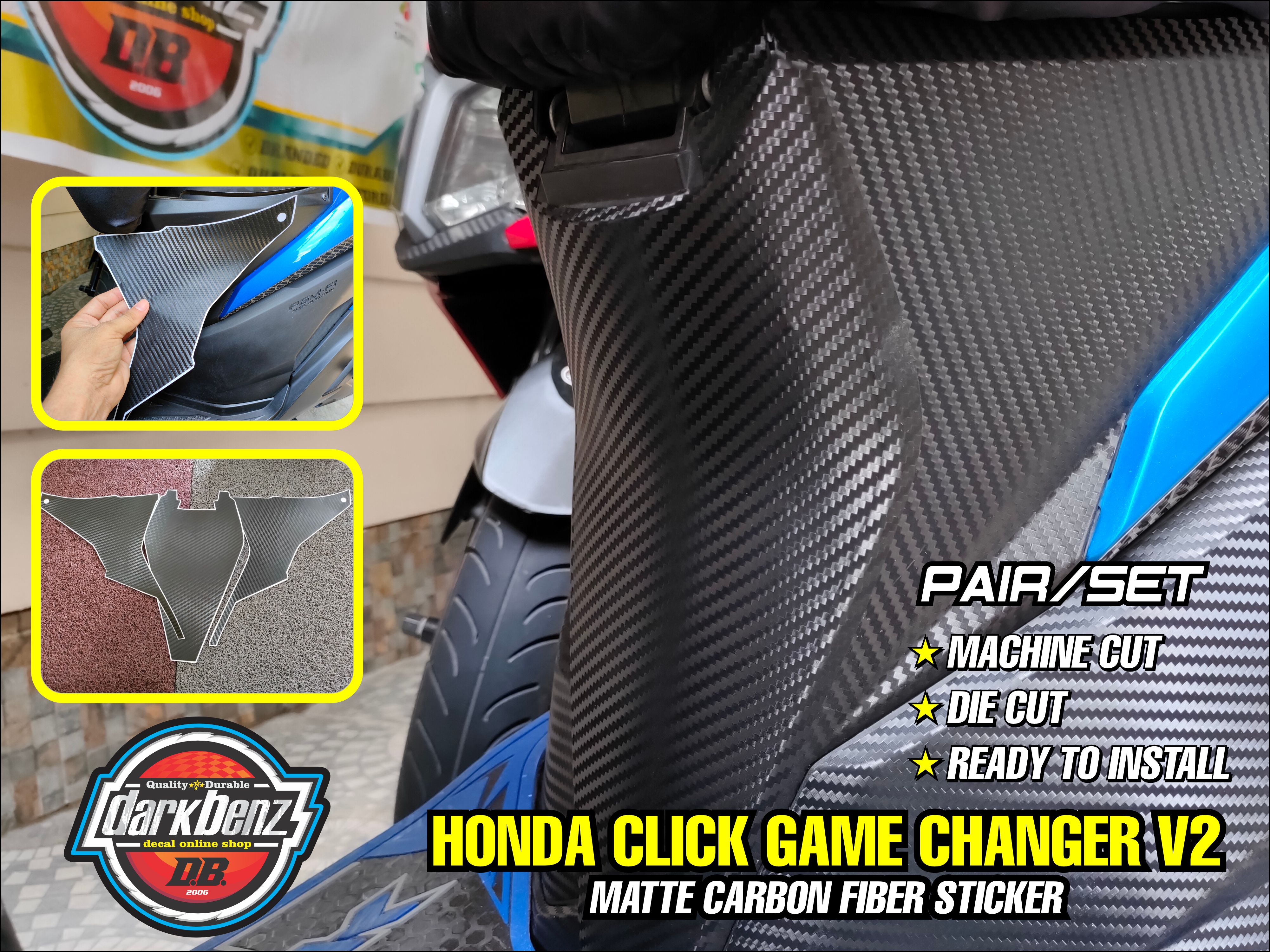 CLICK V2 "INNER REAR PART" MATTE CARBON FIBER STICKER CUTOUT | custom ...