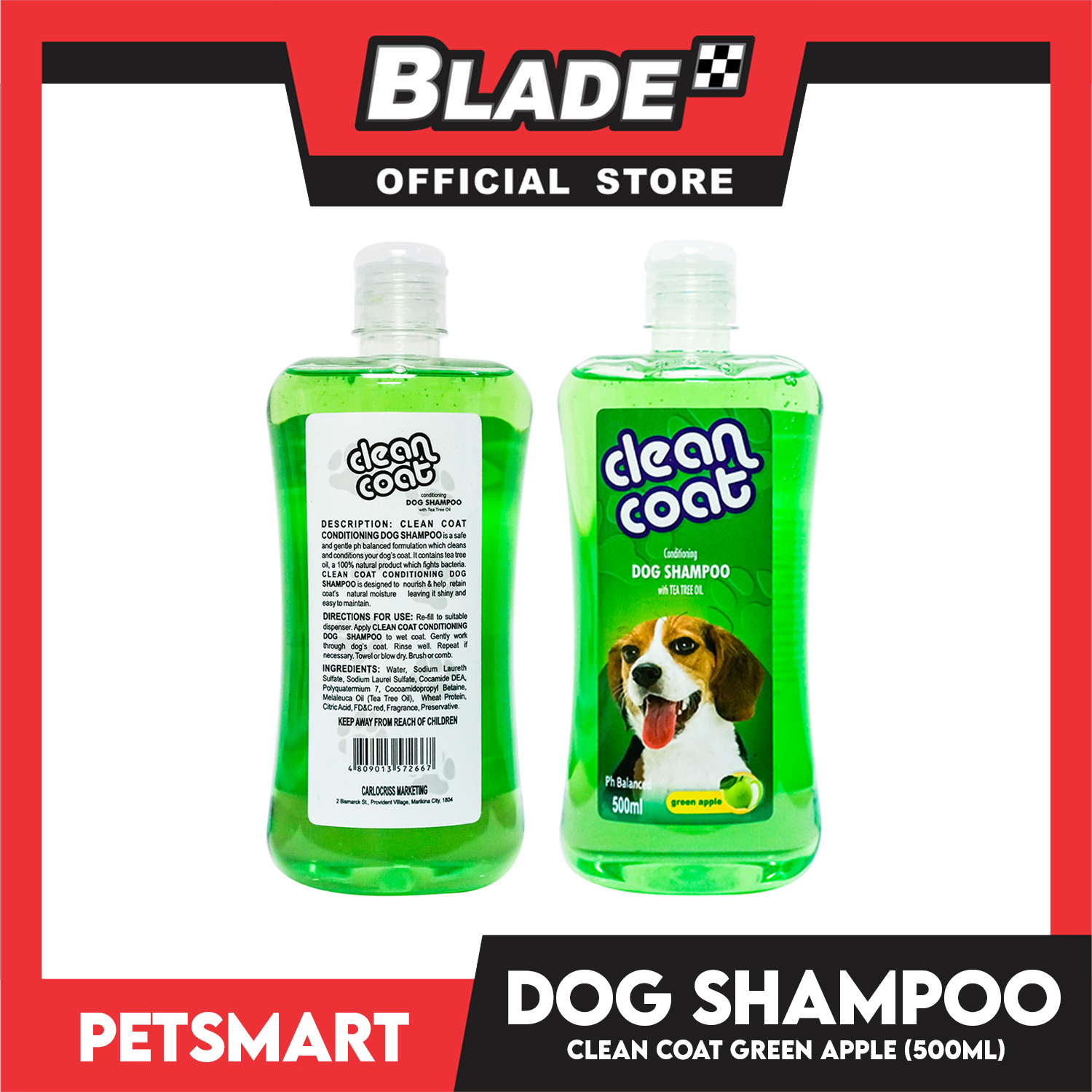Clean Coat Conditioning With Tea Tree Oil 500ml (Green Apple) Dog ...