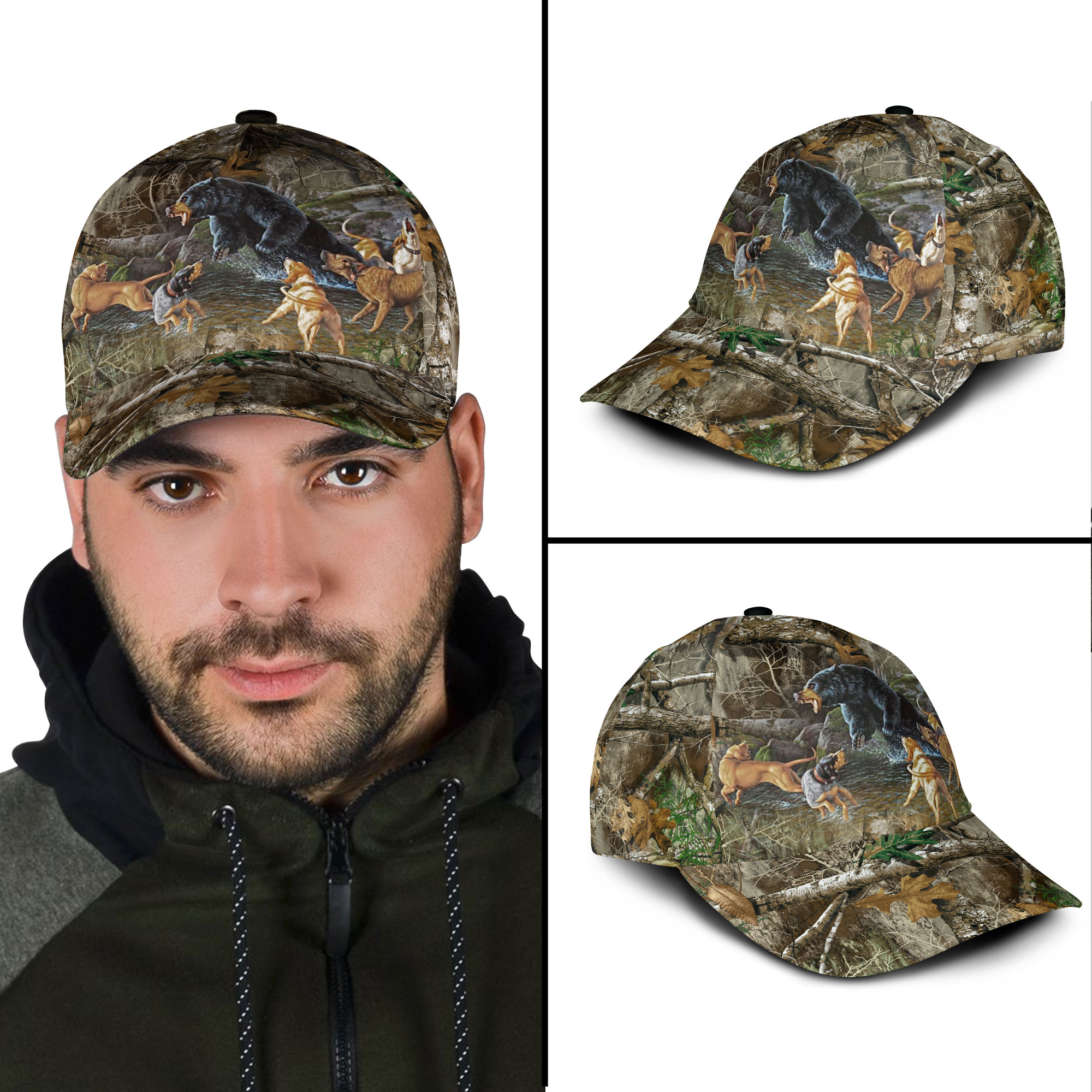 Deer Hunting Wildlife Dog Baseball Cap 3D All Over Printed Snapback Hat ...