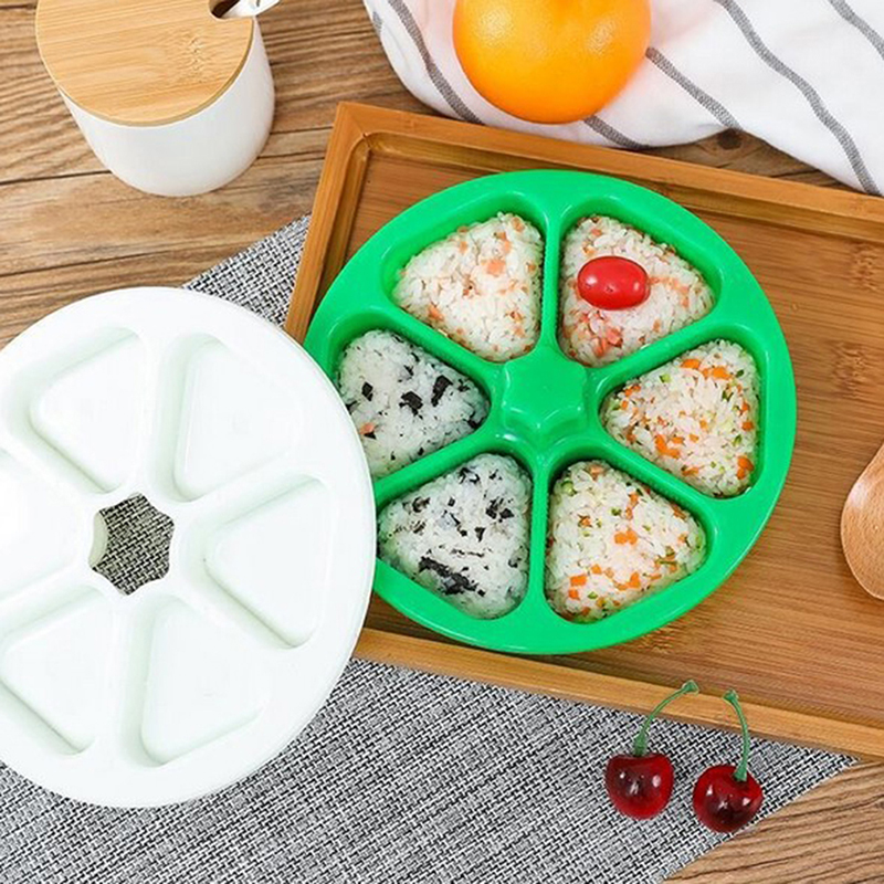 6 Holes DIY Sushi Mold Onigiri Rice Ball Press Maker Triangular Sushi ...