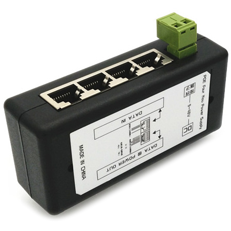 4 Port PoE Injector 4CH PoE Power Adapter Ethernet Power Supply Pin 4,5 ...