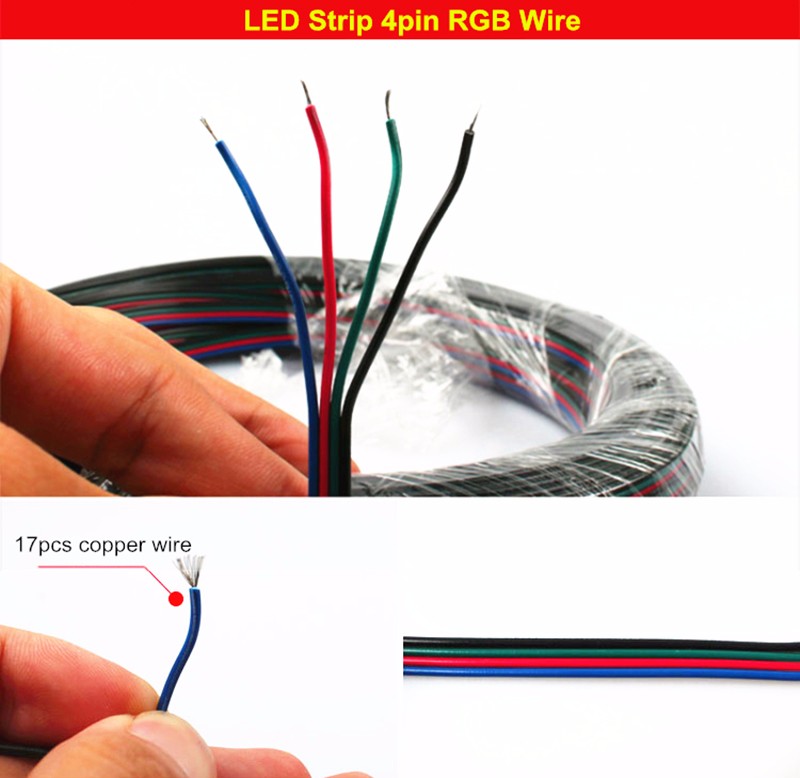 1m-100m Rgb Led Connector 2pin 3pin 4pin 5pin Led Cable Extension ...